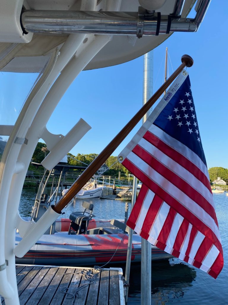 Teak Flagstaff, Teak Boat Flag Pole for Rod Holders